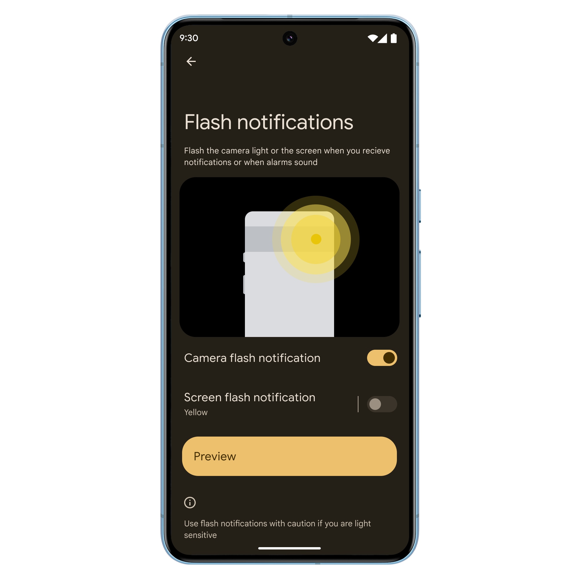 camera flash notification