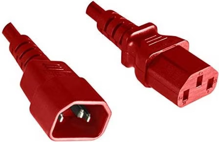 Tecline IEC extension cable, IEC plug to IEC coupling, 2.0 m red IEC ...